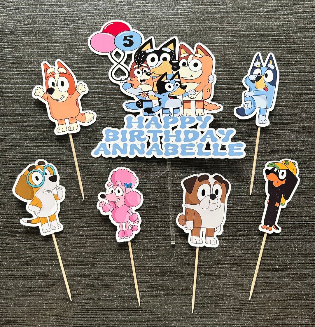 Personalised Bluey Cake Topper Set. - Etsy