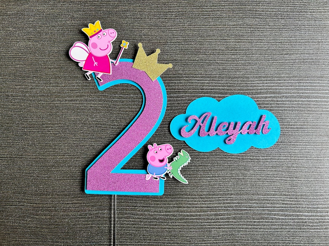 Peppa Pig Number Cake Topper and Name Charm. Personalised - Etsy