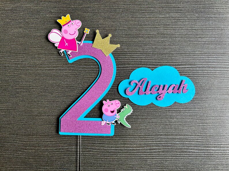Peppa Pig Number Cake Topper and Name Charm. Personalised - Etsy