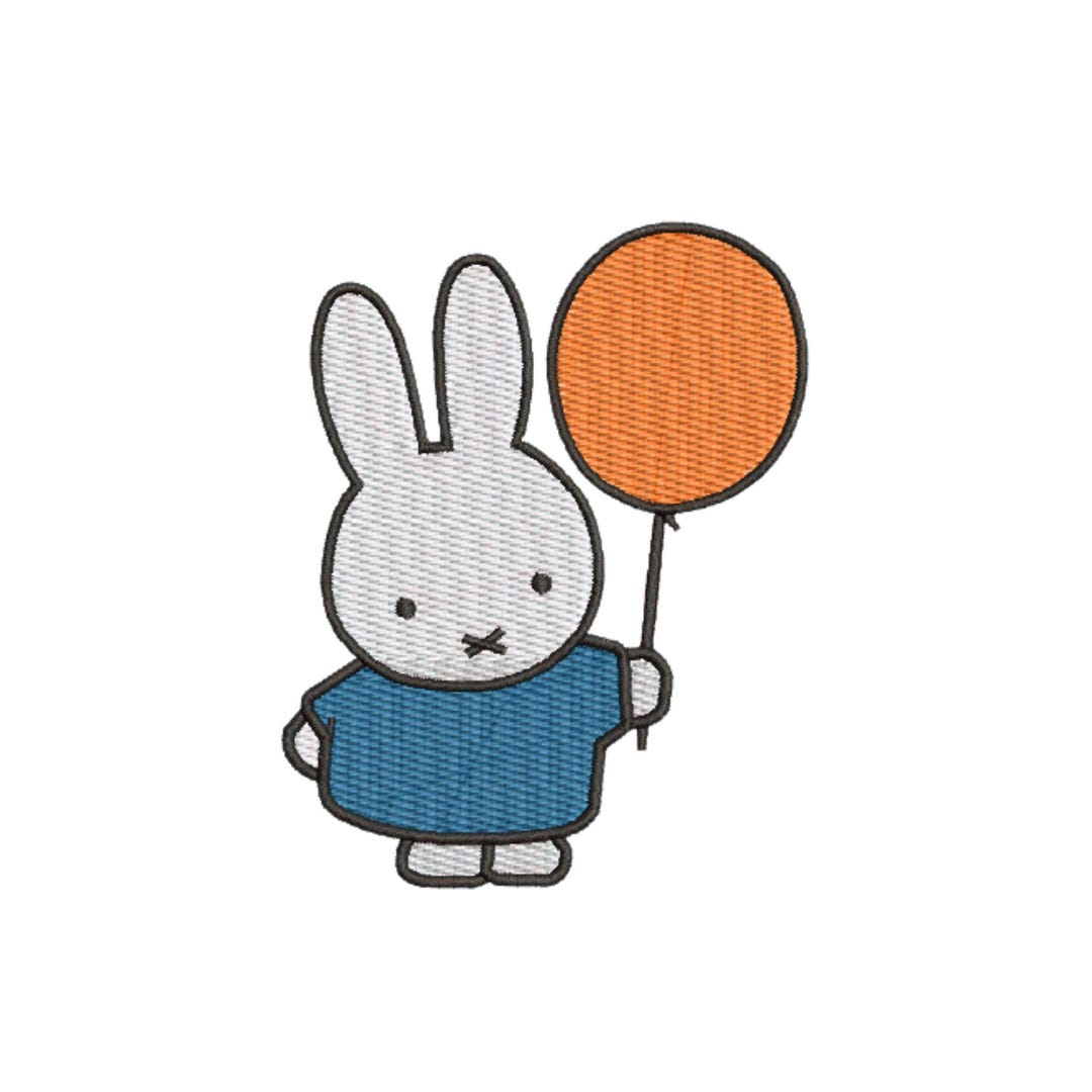 Miffy Cute Bunny With Balloon Embroidery Machine File Dst Pes Emb Jef ...