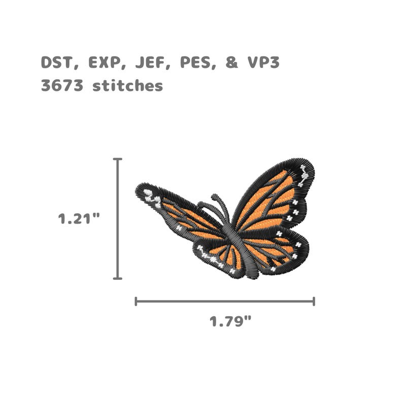 Monarch Butterfly Embroidery File Set Insect Design Two Sizes Dst Pes ...