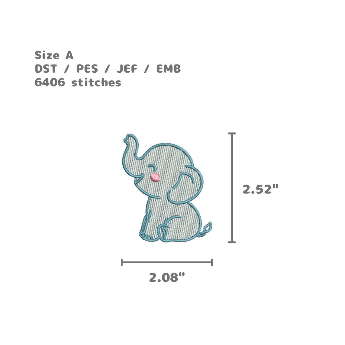 Baby Elephant Embroidery File Jungle Animal Safari Nursery Design Dst ...