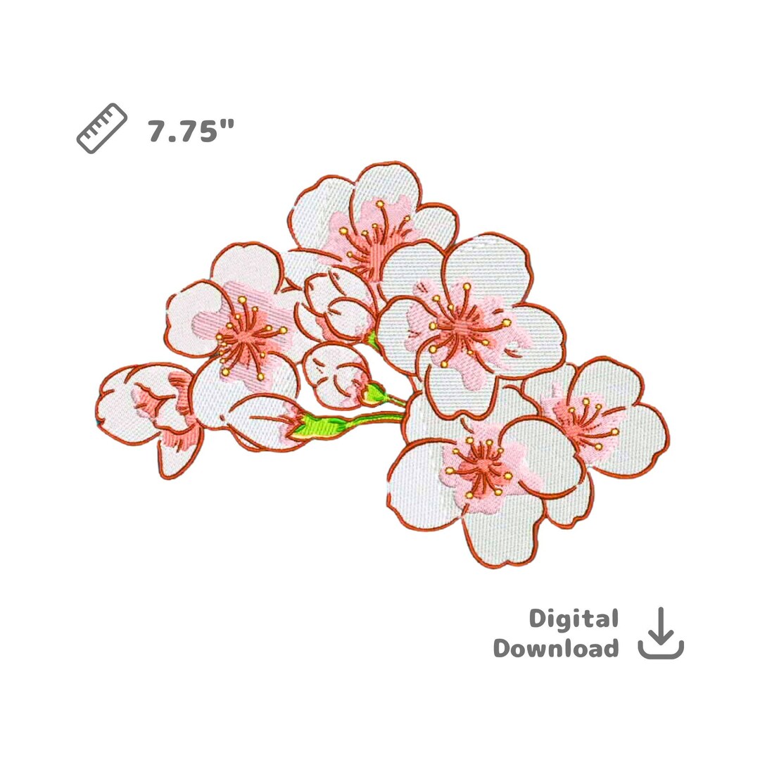 Cherry Blossom Sakura Floral Machine Embroidery File – 7.78x5.20” DST ...