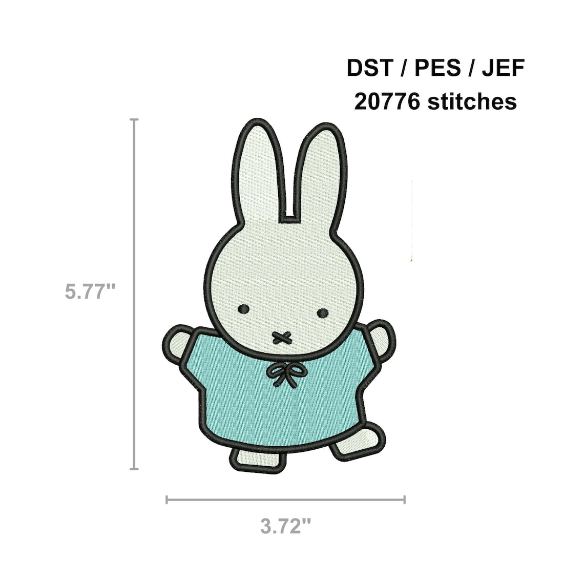 Miffy Cute Bunny Embroidery Machine File Dst Pes Jef - Etsy