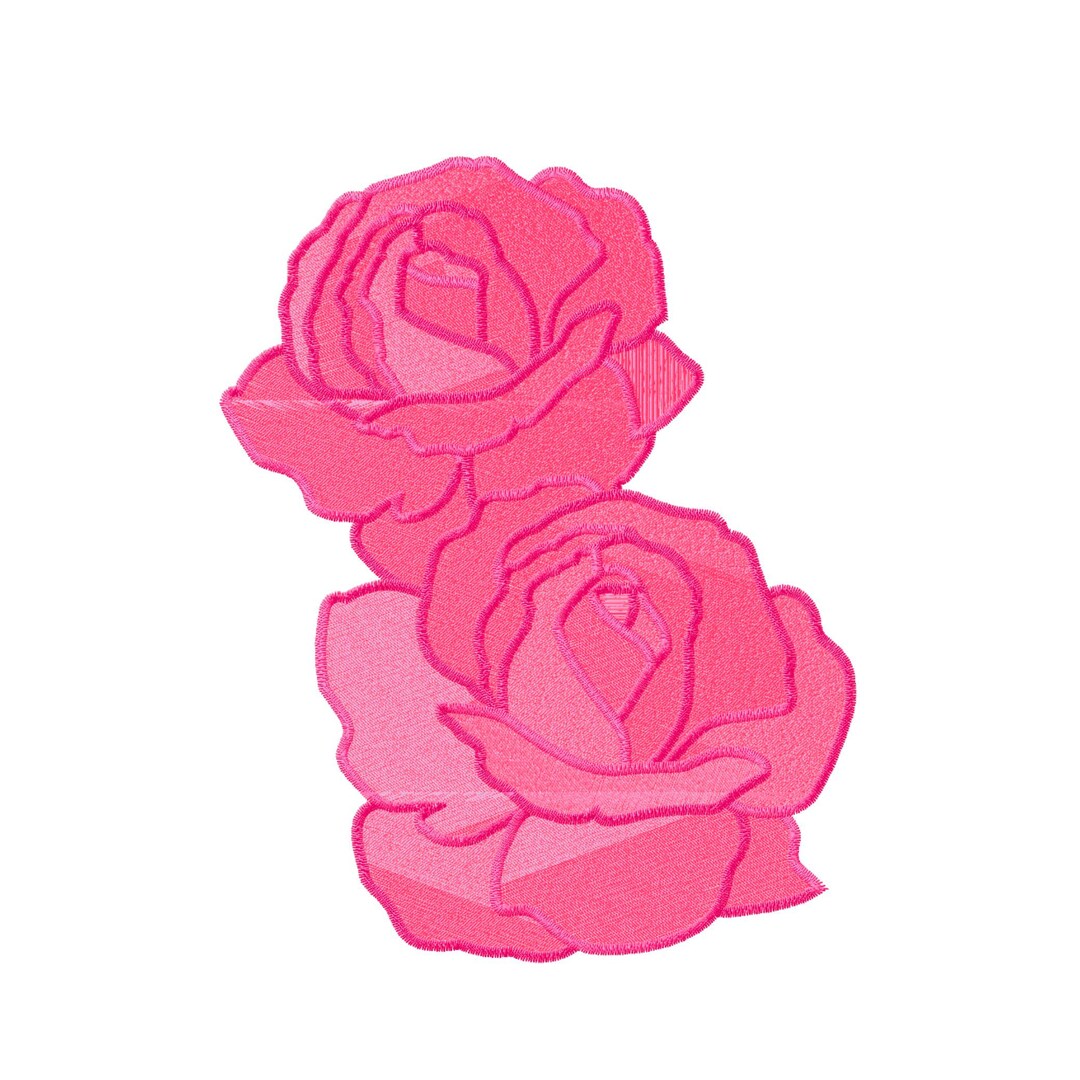 Two Roses Large Embroidery Machine File Dst Pes Jef - Etsy