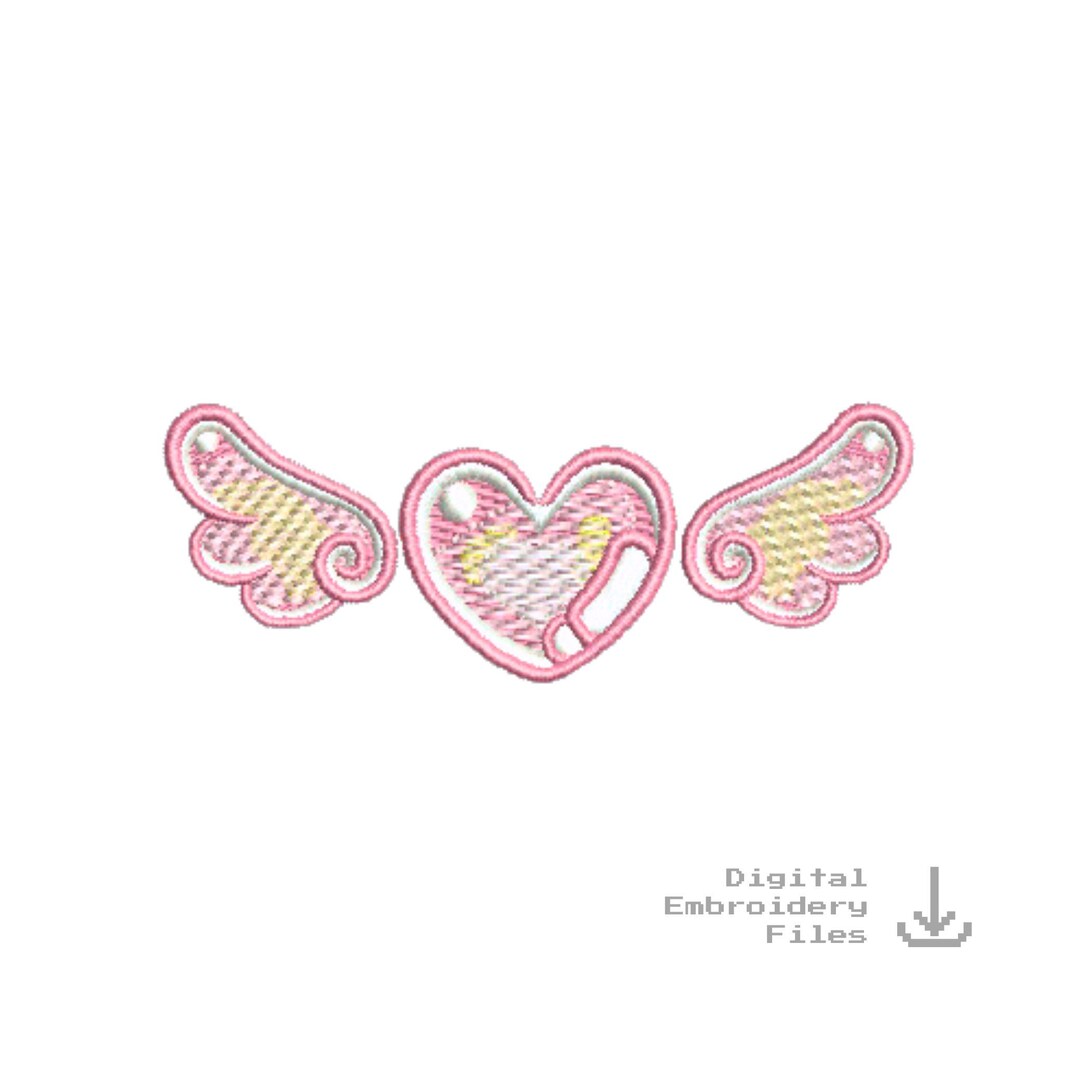 Heart Angel Wings Embroidery Machine File Dst Pes Emb Jef - Etsy