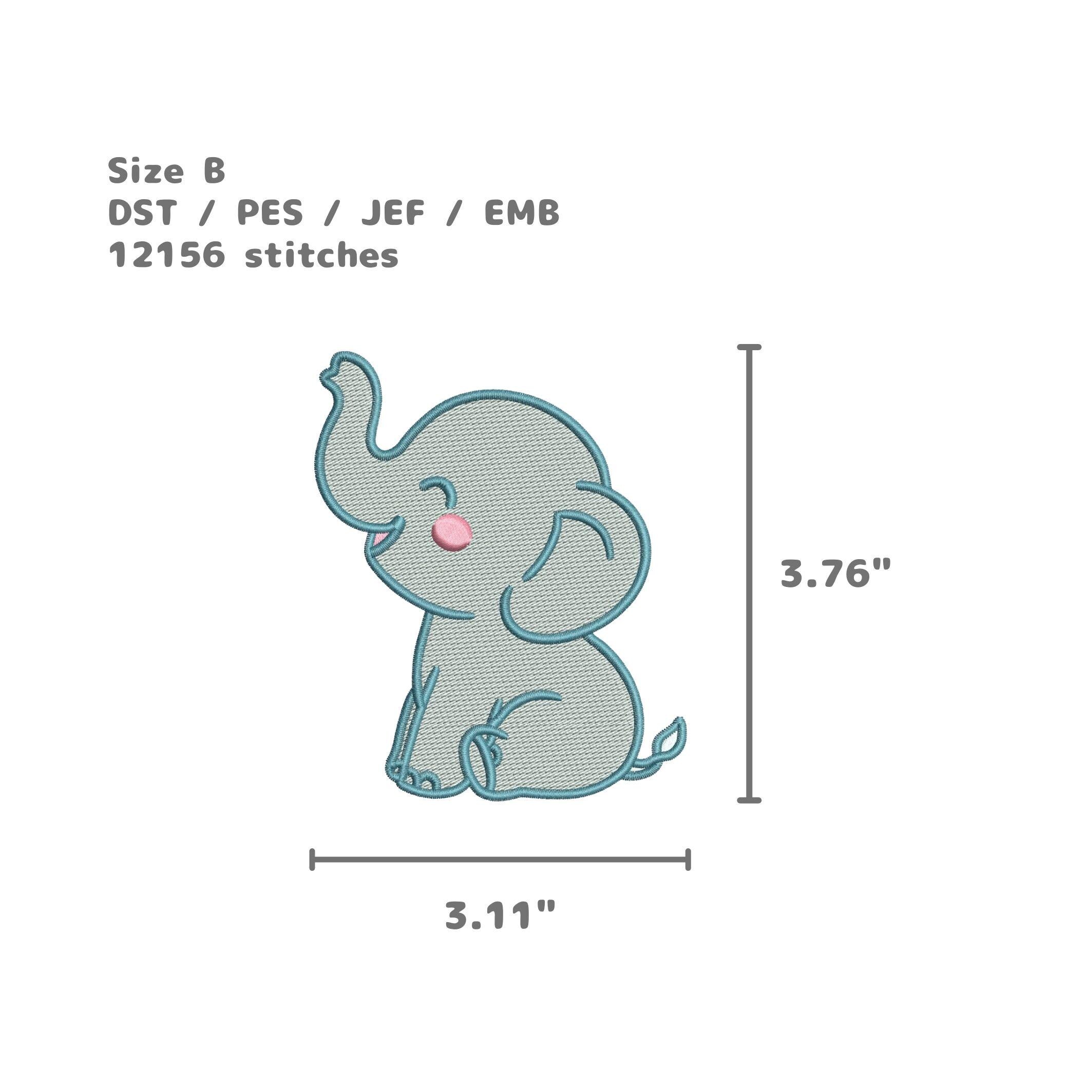 Baby Elephant Embroidery File Jungle Animal Safari Nursery Design Dst ...