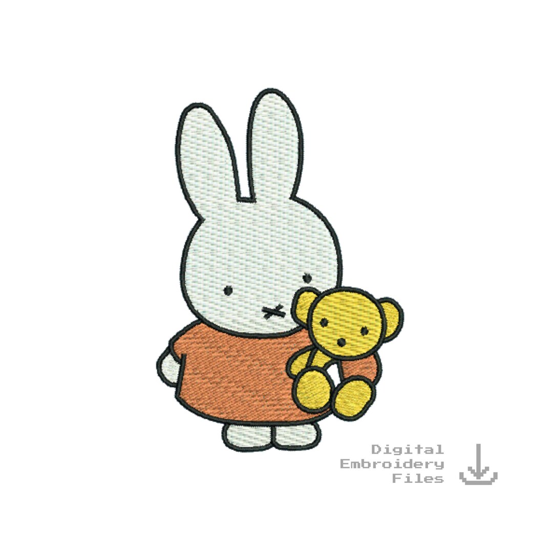 Miffy Cute Bunny With Bear Plushie Embroidery Machine File Dst Pes Emb ...