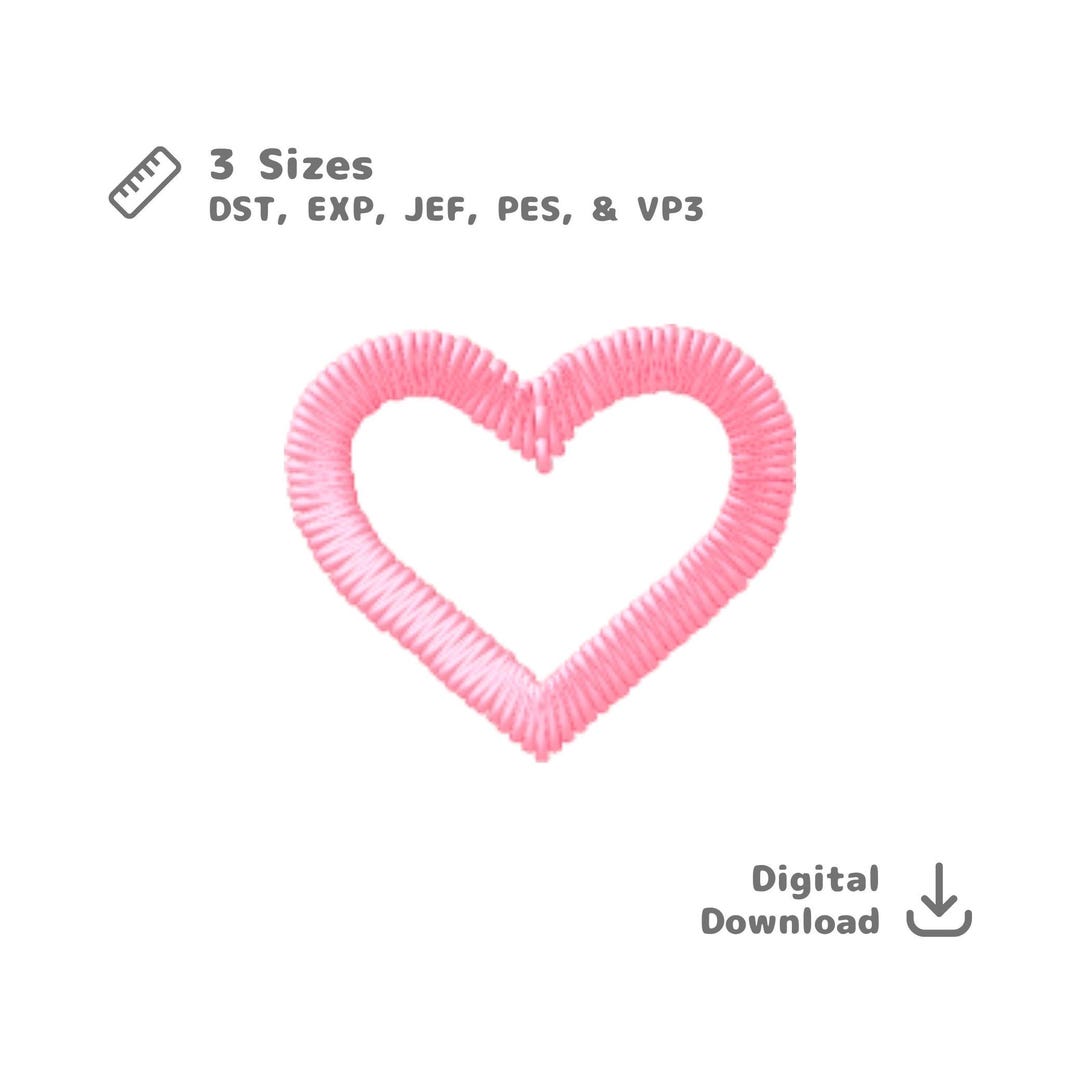 Mini Heart Outline Embroidery Design Set Small Machine File Dst Pes Jef ...