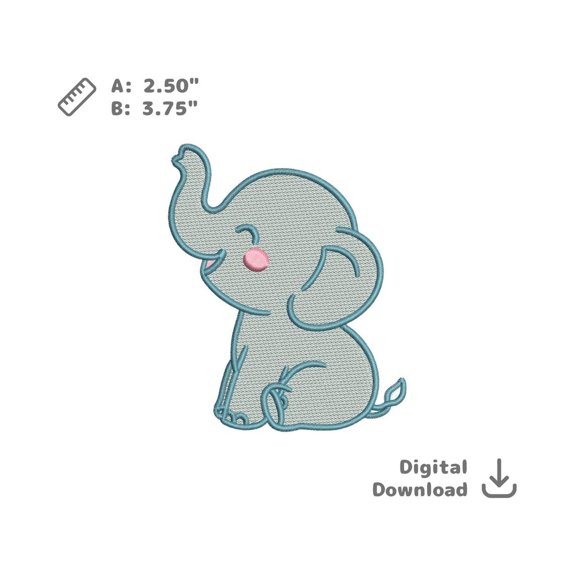 Baby Elephant Embroidery File Jungle Animal Safari Nursery Design Dst ...