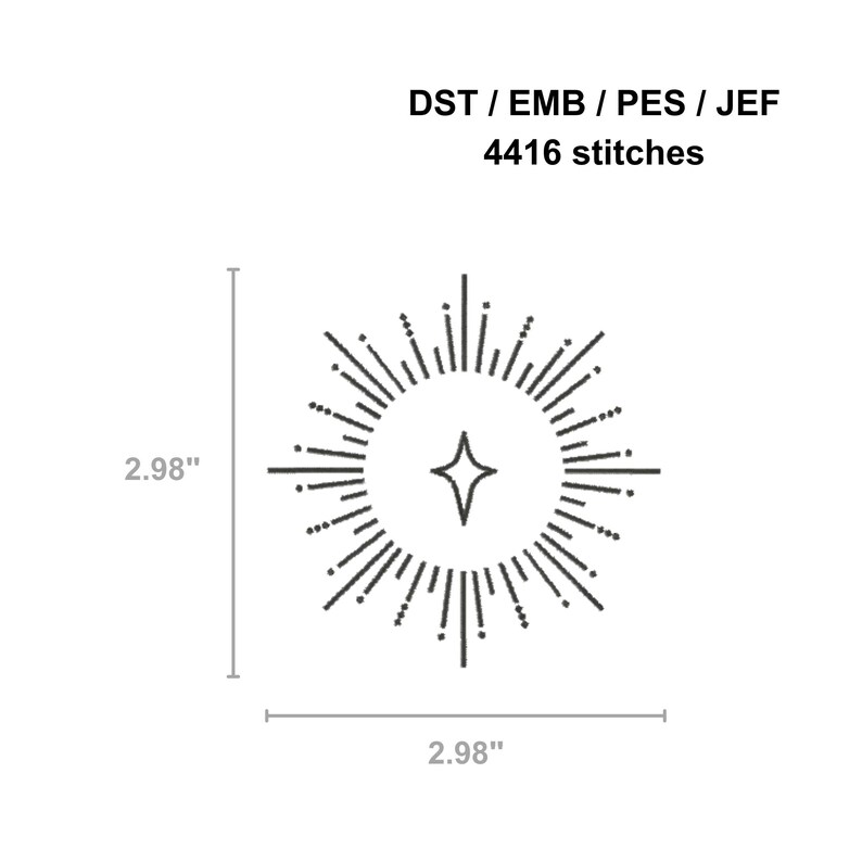Star Burst Single Color Celestial Embroidery Machine File Dst Pes Jef ...