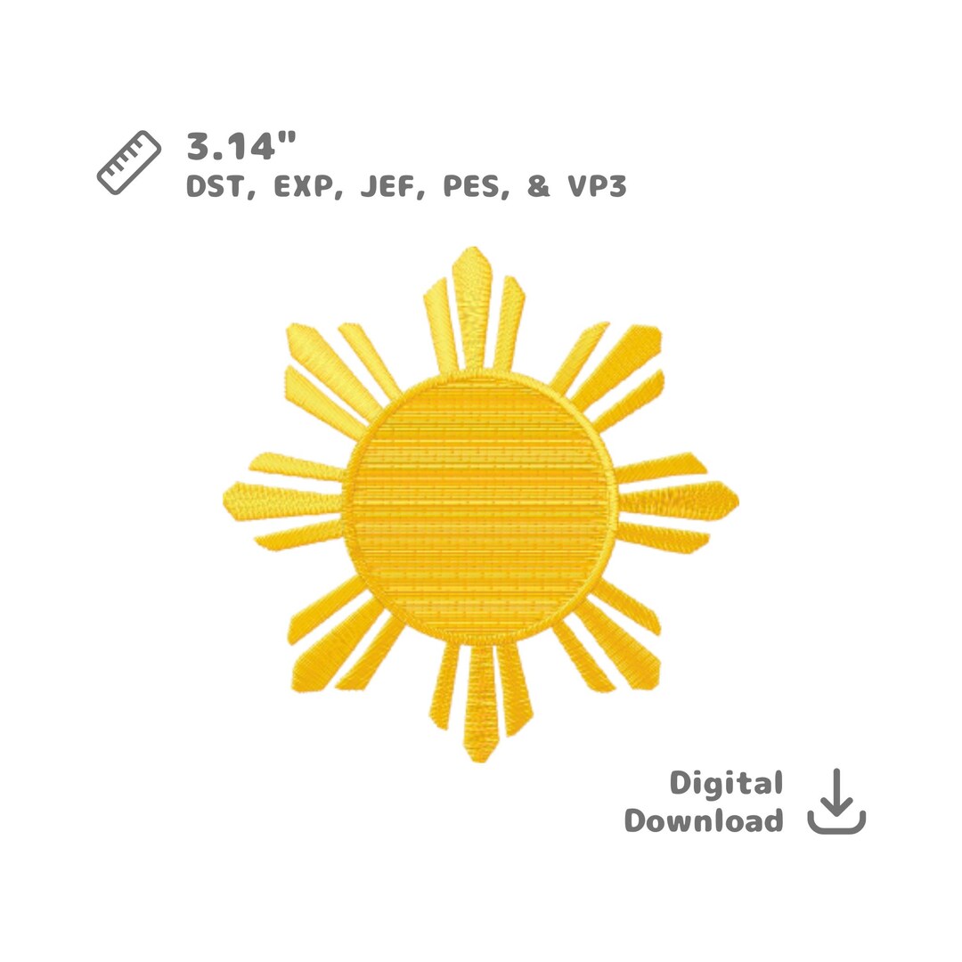 Filipino Sun Embroidery Design Philippine Symbol Machine File Dst Pes ...