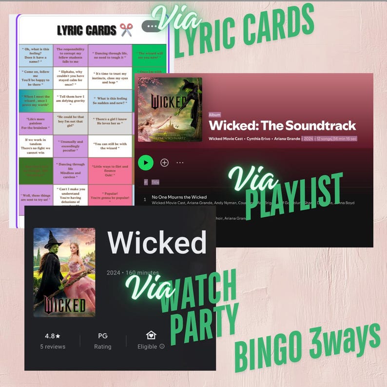 WICKED Bingo Party Games-musical Edition- Digital Instant Download - Etsy