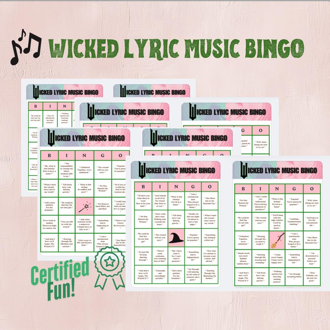 WICKED Bingo Party Games-musical Edition- Digital Instant Download - Etsy