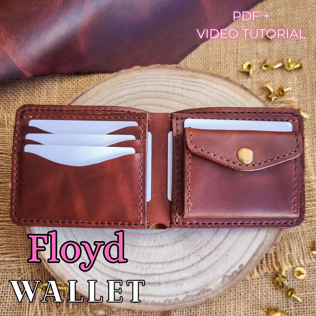 Bifold Leather Wallet Pattern PDF: 6 Card Slots, Cash Pocket, Coin ...