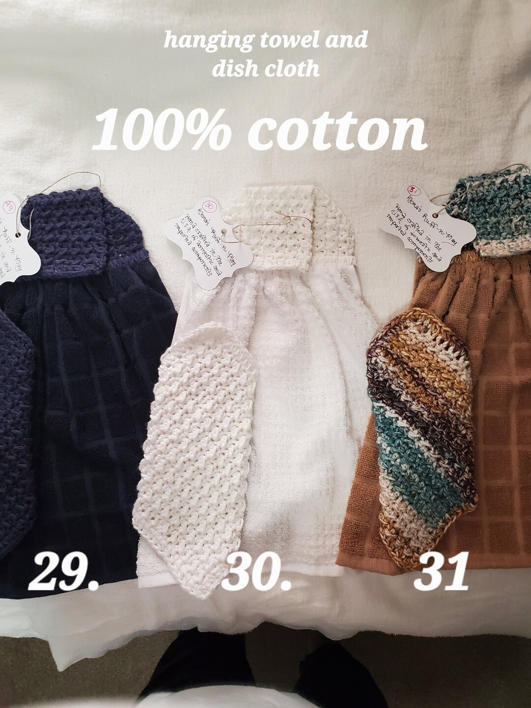 Crochet Hanging Towels and Matching Dish Cloths Set. Additional Dish ...