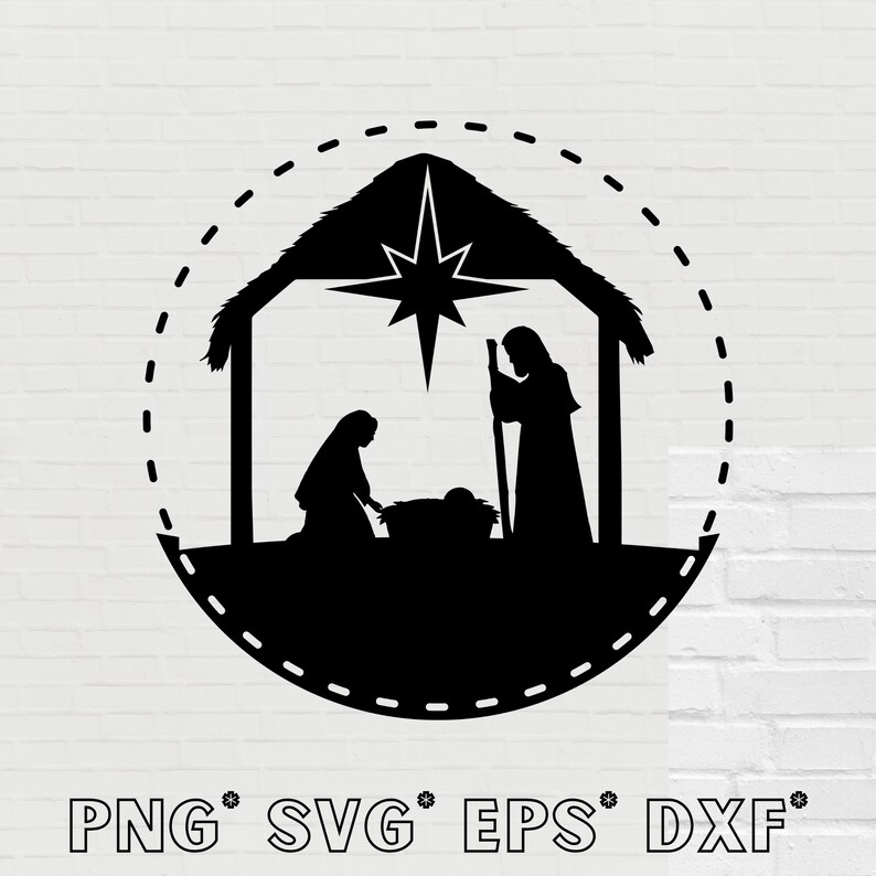 Nativity Scene Stamp Christmas Svg Png Clipart for Christmas Sign - Etsy