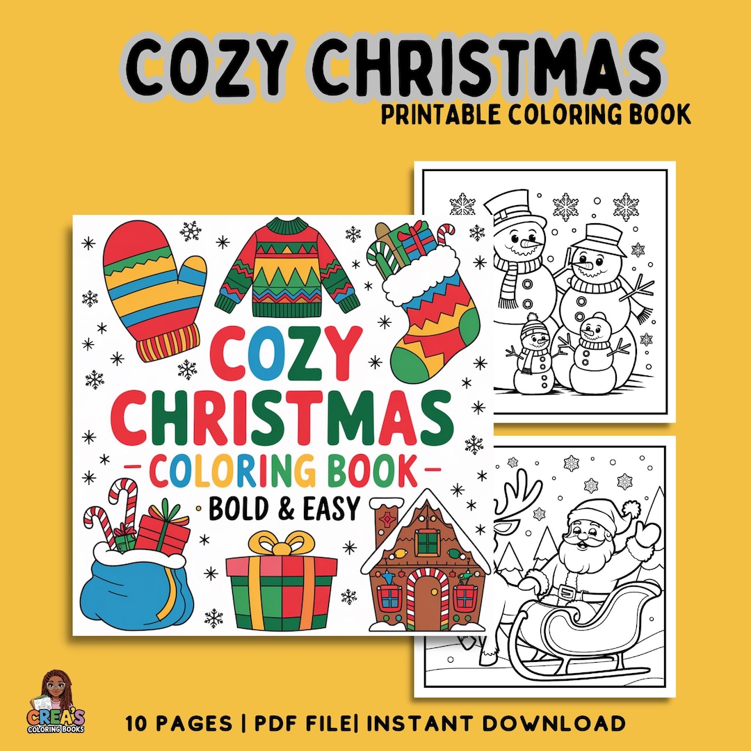 Cozy Christmas 10 Super Cute Coloring Pages Christmas Themed Color ...