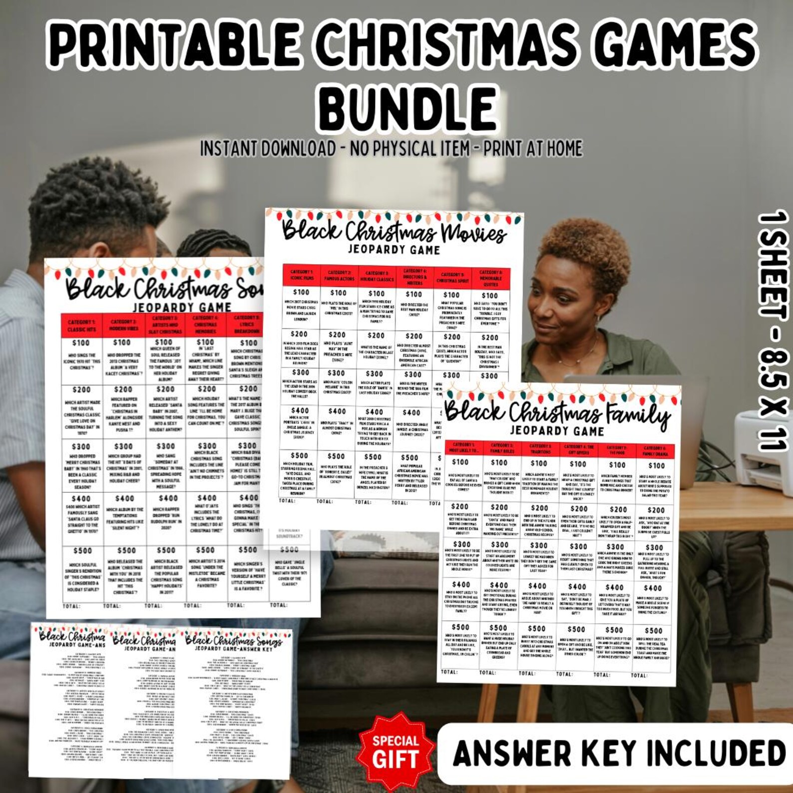Printable Christmas Games Bundle | Black Christmas Movies & Songs ...