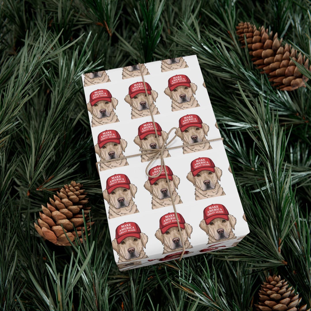 Yellow Lab MAGA Christmas Gift Wrap Presidential Wrapping Paper ...