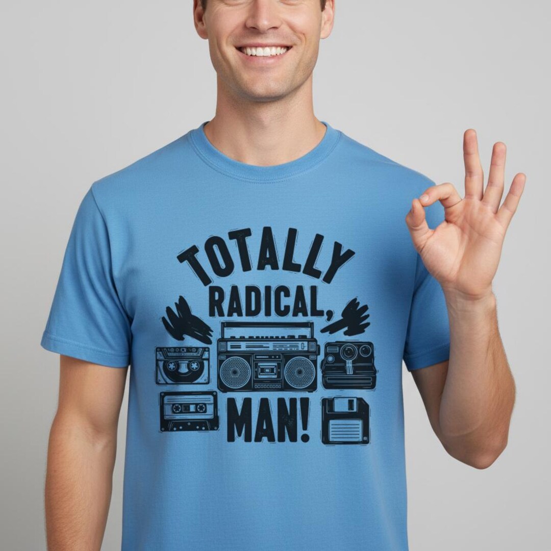 Totally Radical 80s 90s T-shirt, Vintage Boombox Cassette Floppy Disk ...