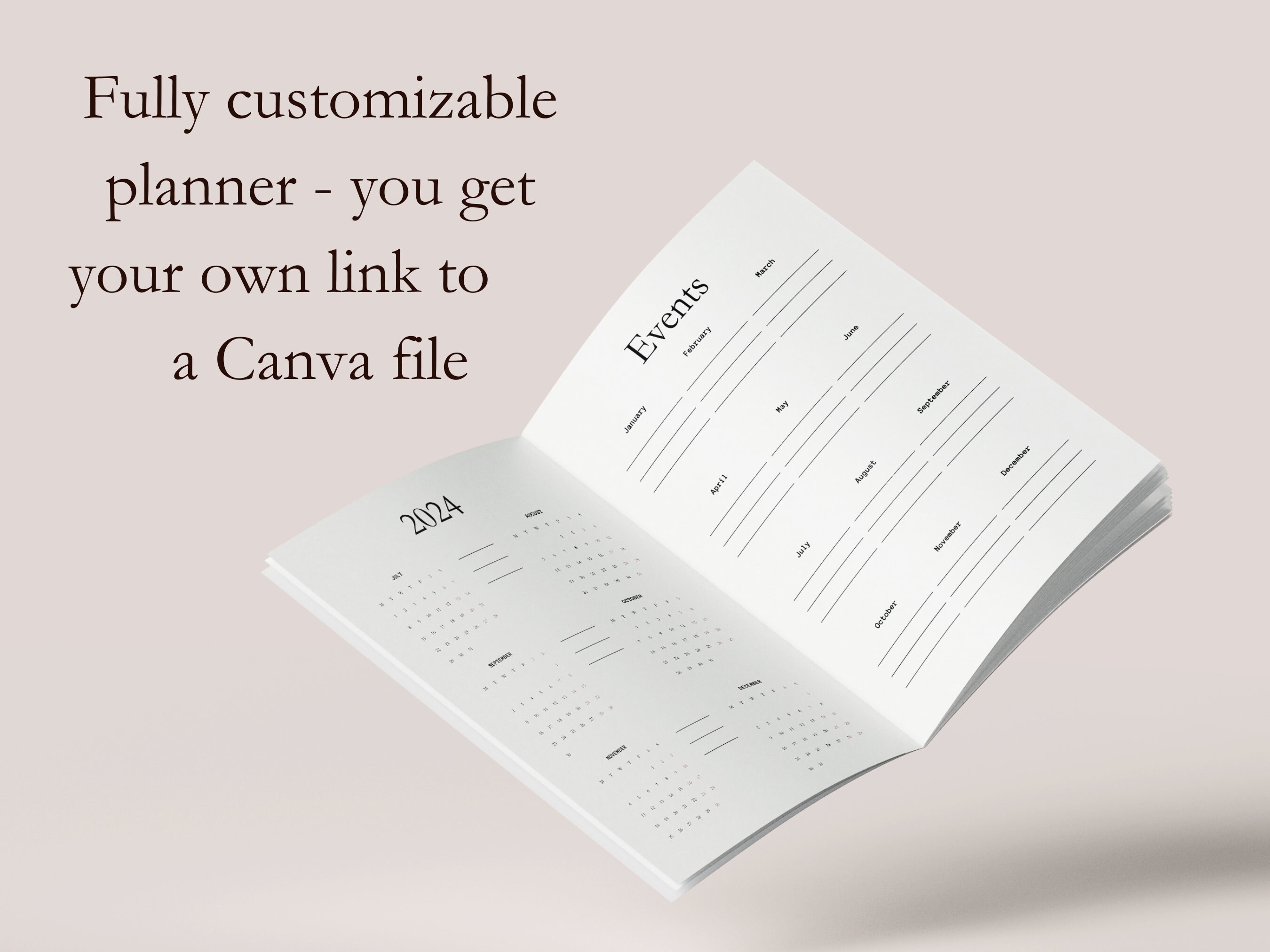 Year Planner Printable, Digital Calendar, Month Organization, to Do ...