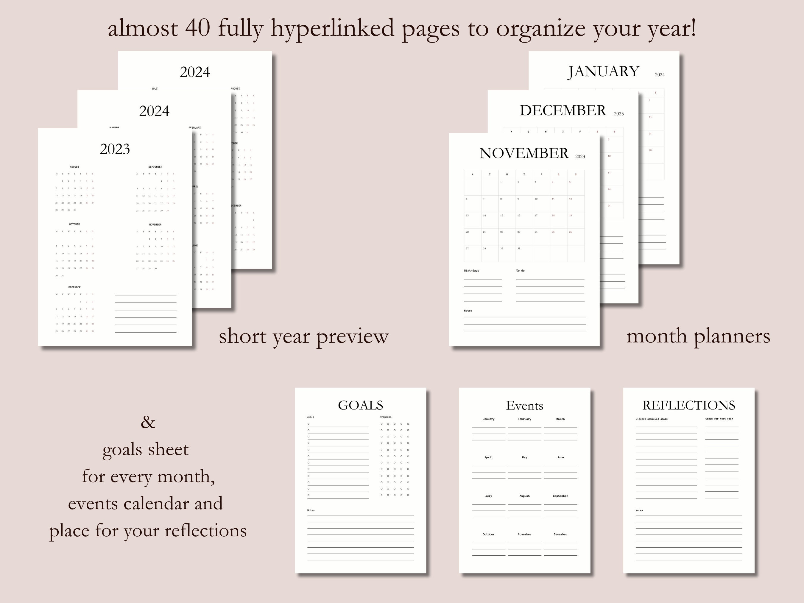Year Planner Printable, Digital Calendar, Month Organization, to Do ...