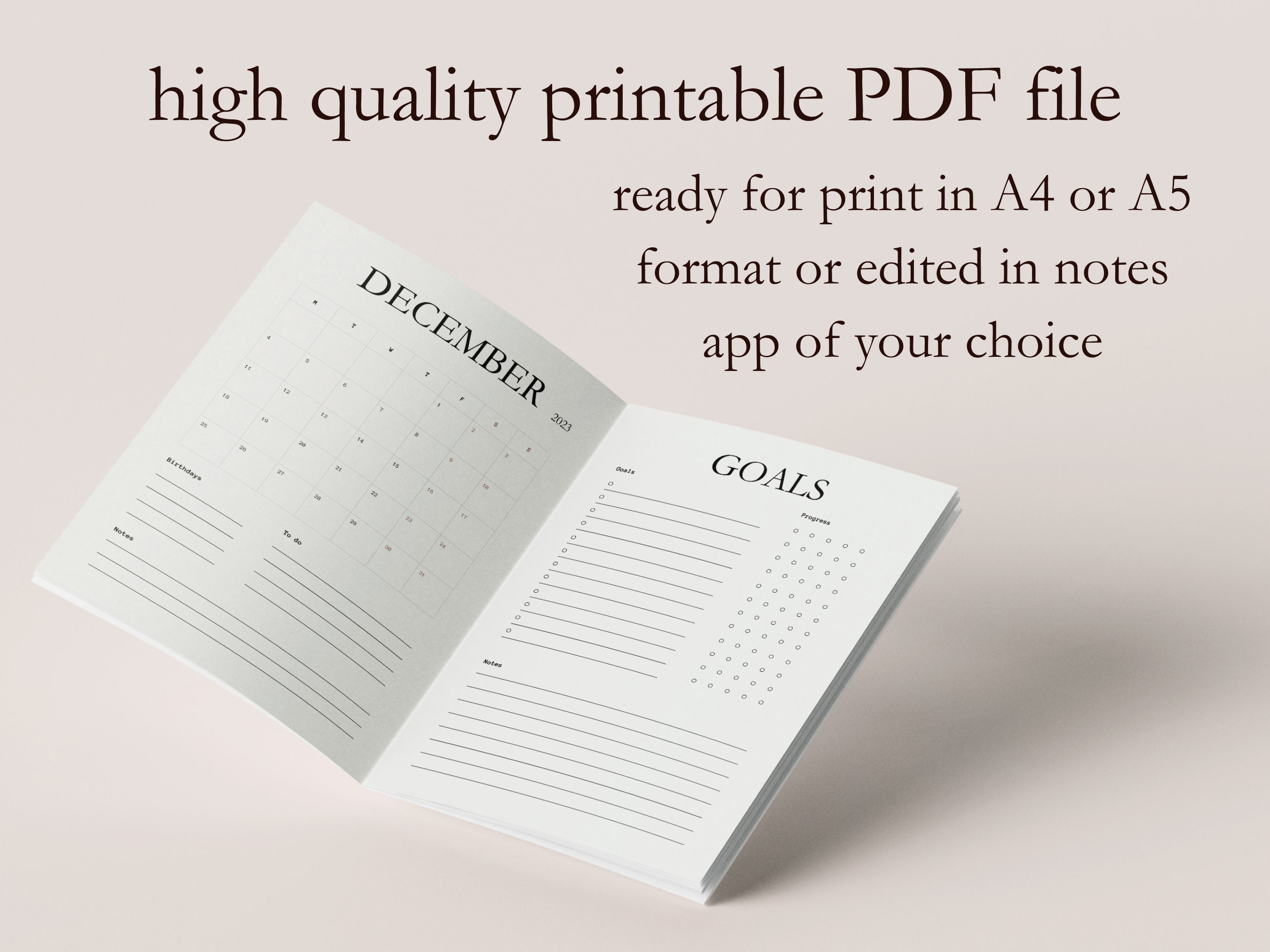 Year Planner Printable, Digital Calendar, Month Organization, to Do ...