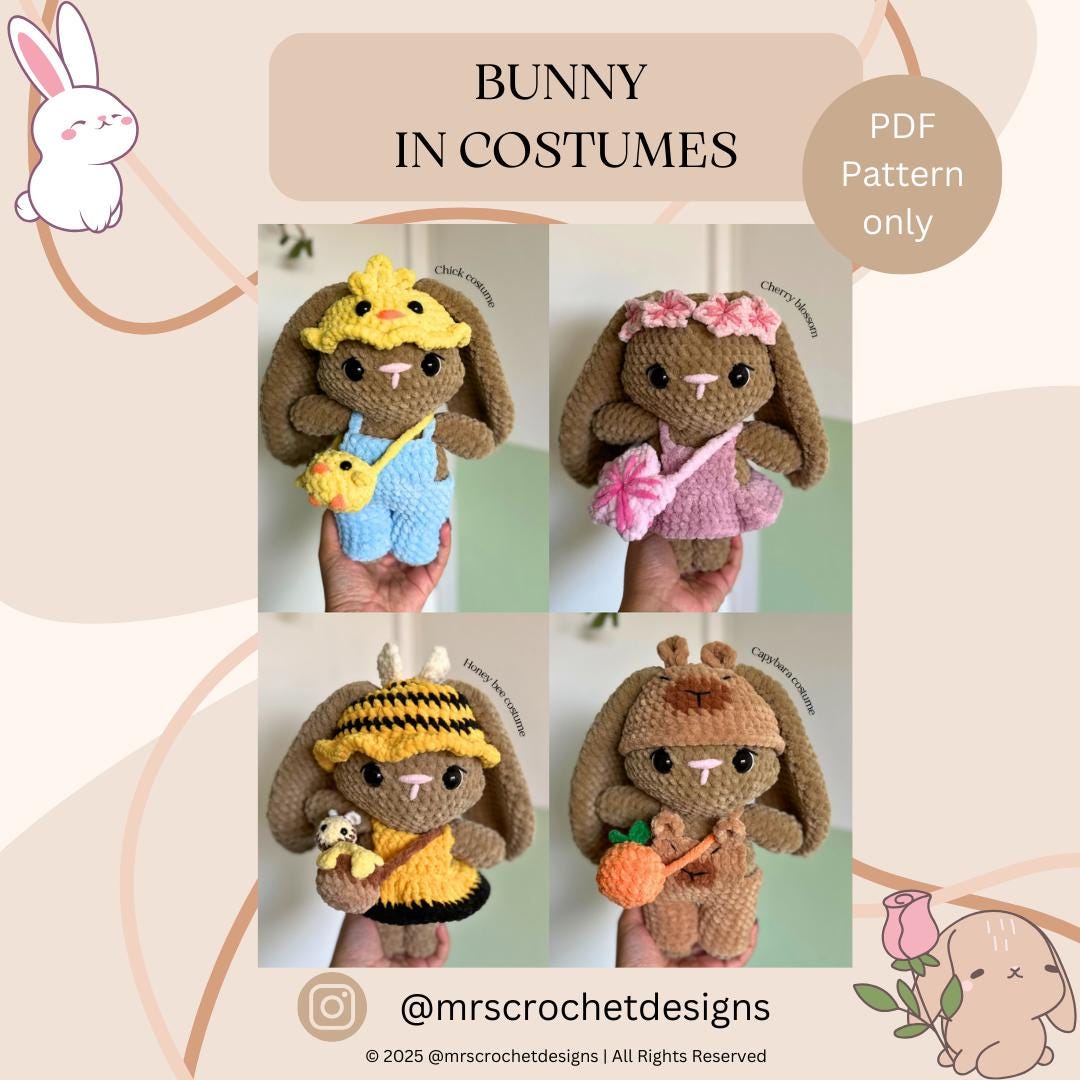 BUNNY IN COSTUMES Crochet Pattern / Bunny / Costume / Easter / Animal ...
