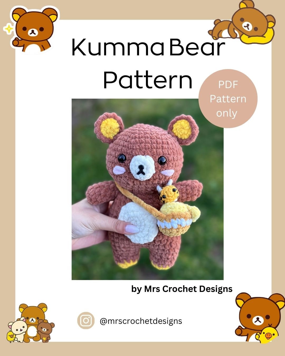 Kumma Bear Crochet Pattern / Rila Bear / Bear Pattern / Amigurumi ...