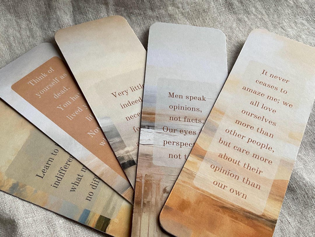 Set of 5 Stoic Marcus Aurelius Bookmarks Art Intelligent Reading Reader ...
