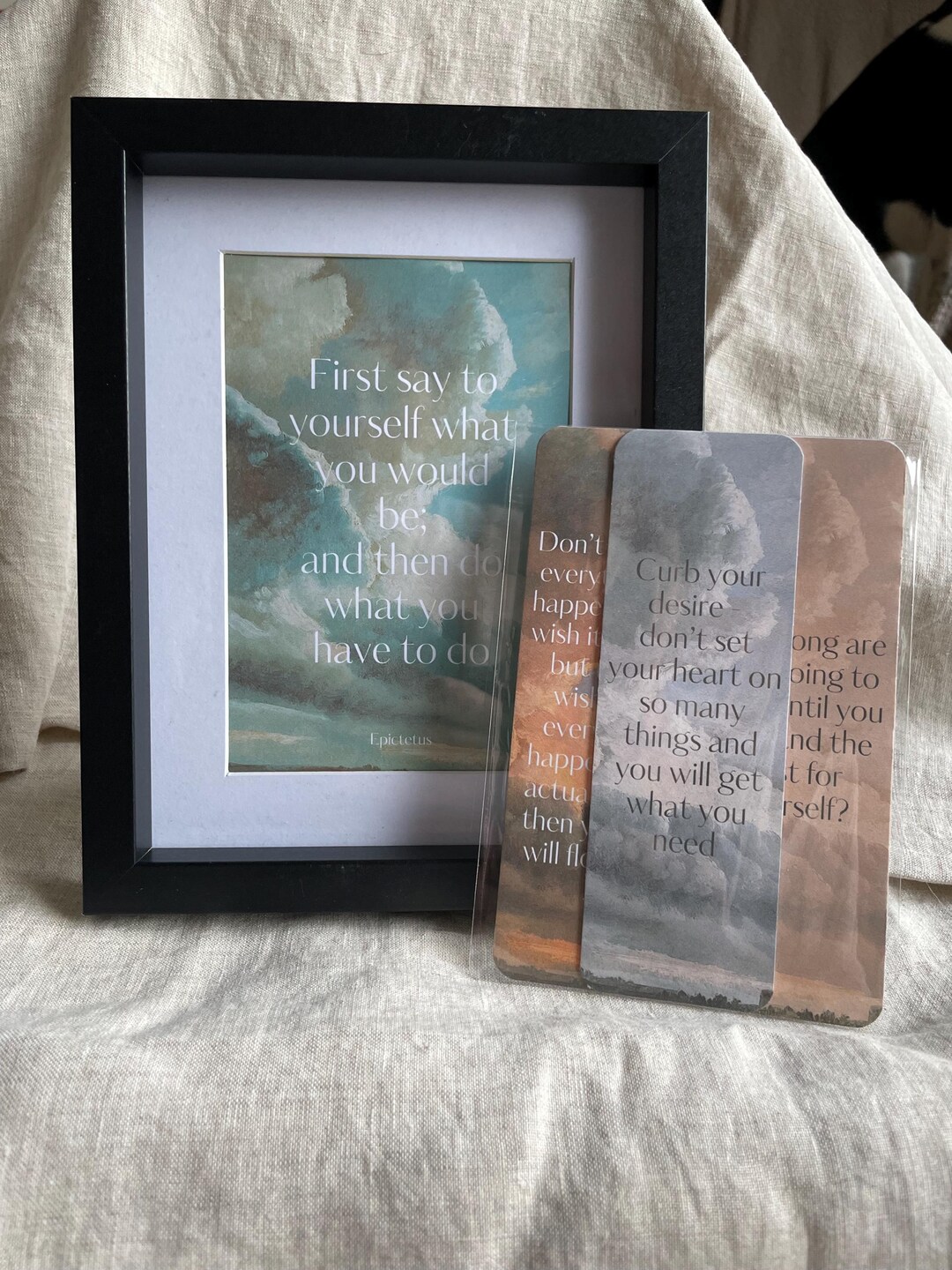Framed Epictetus Stoic Quote Print & Bookmarks Gift Set - Epictetus ...