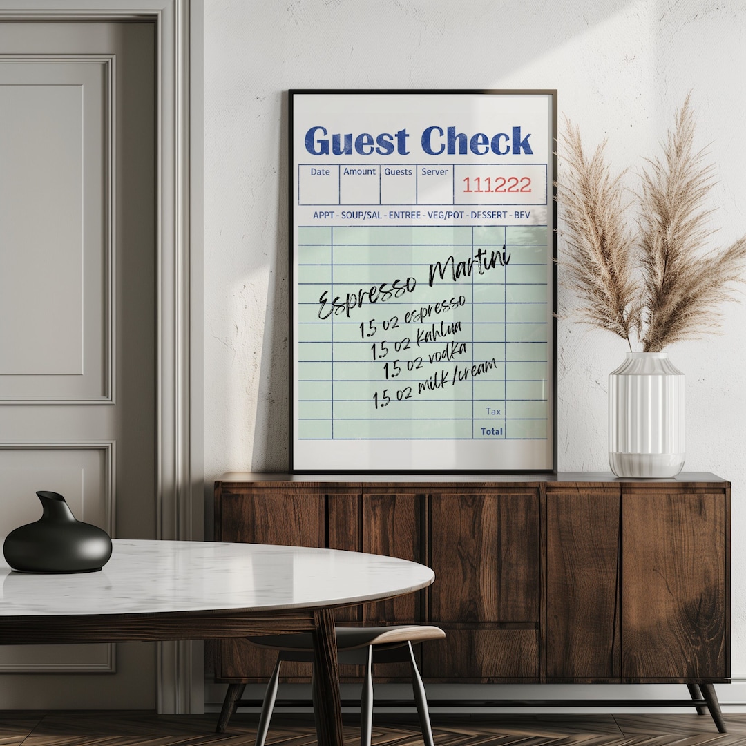 Guest Check Print | Espresso Martini Art | Signature Drinks | Cocktail ...