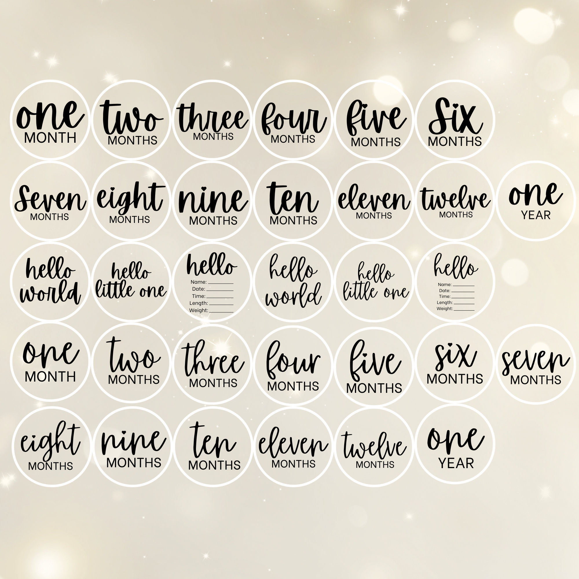 Baby Monthly Milestones Svg | Baby Monthly Milestone Rounds | Hello ...