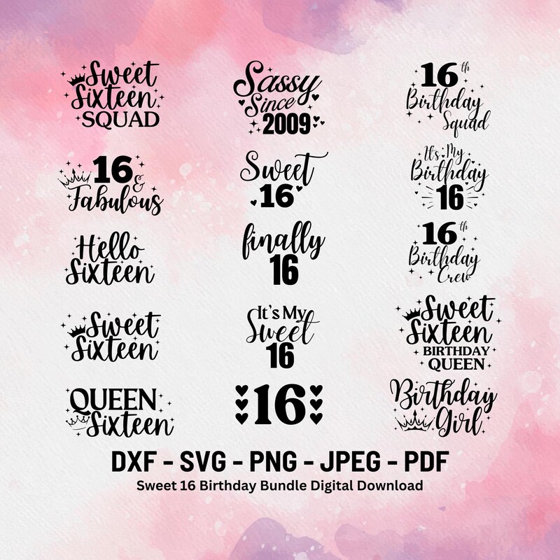 Sweet 16 Svg - Etsy