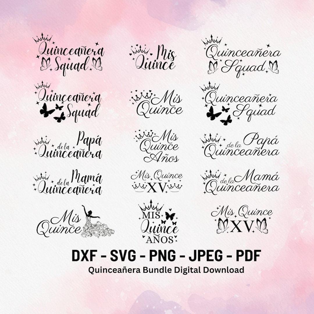 Mis Quince Bundle SVG | Mis Quince Squad Svg | Quinceanera Svg, Mis ...