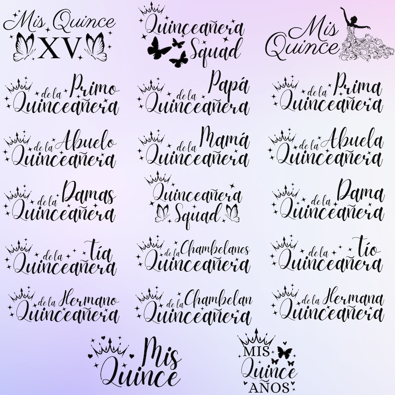 Mis Quince SVG Bundle | Quinceañera Squad, Family (digital Download) - Etsy