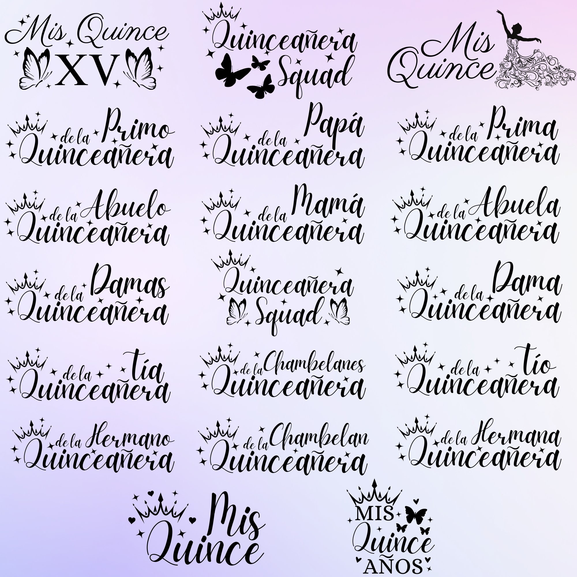 Mis Quince Bundle Svg | Mis Quince Squad Svg | Miembros De La Familia ...