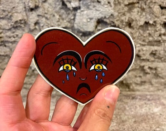 Hand Cut & Hand Painted Traditional Tattoo Flash Wall Hanging Crying ...