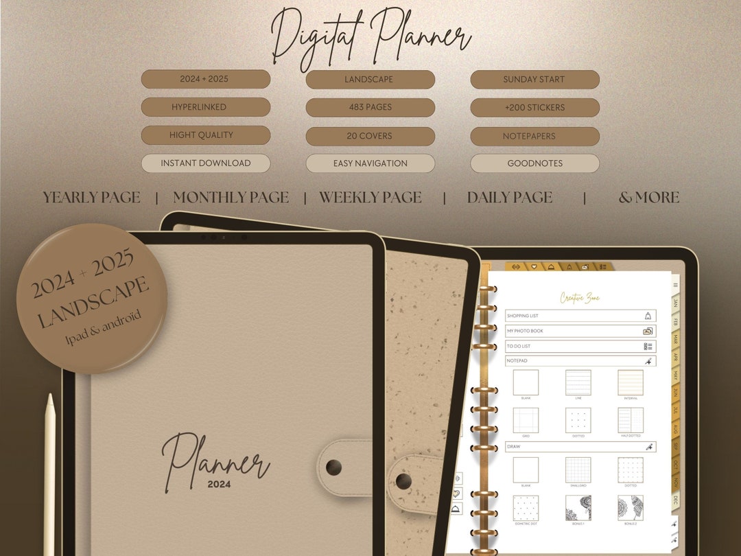Digital Planner 2024-2025, Dated Planner, Christmas Gift, Yearly ...
