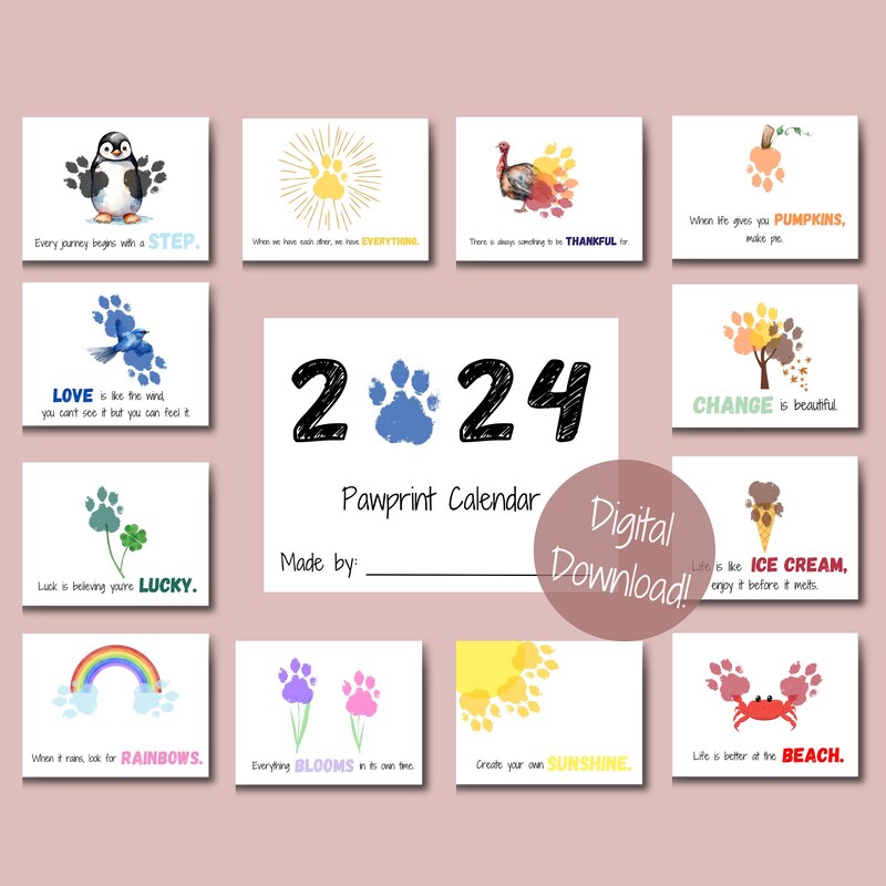 Pawprint Calendar - Etsy