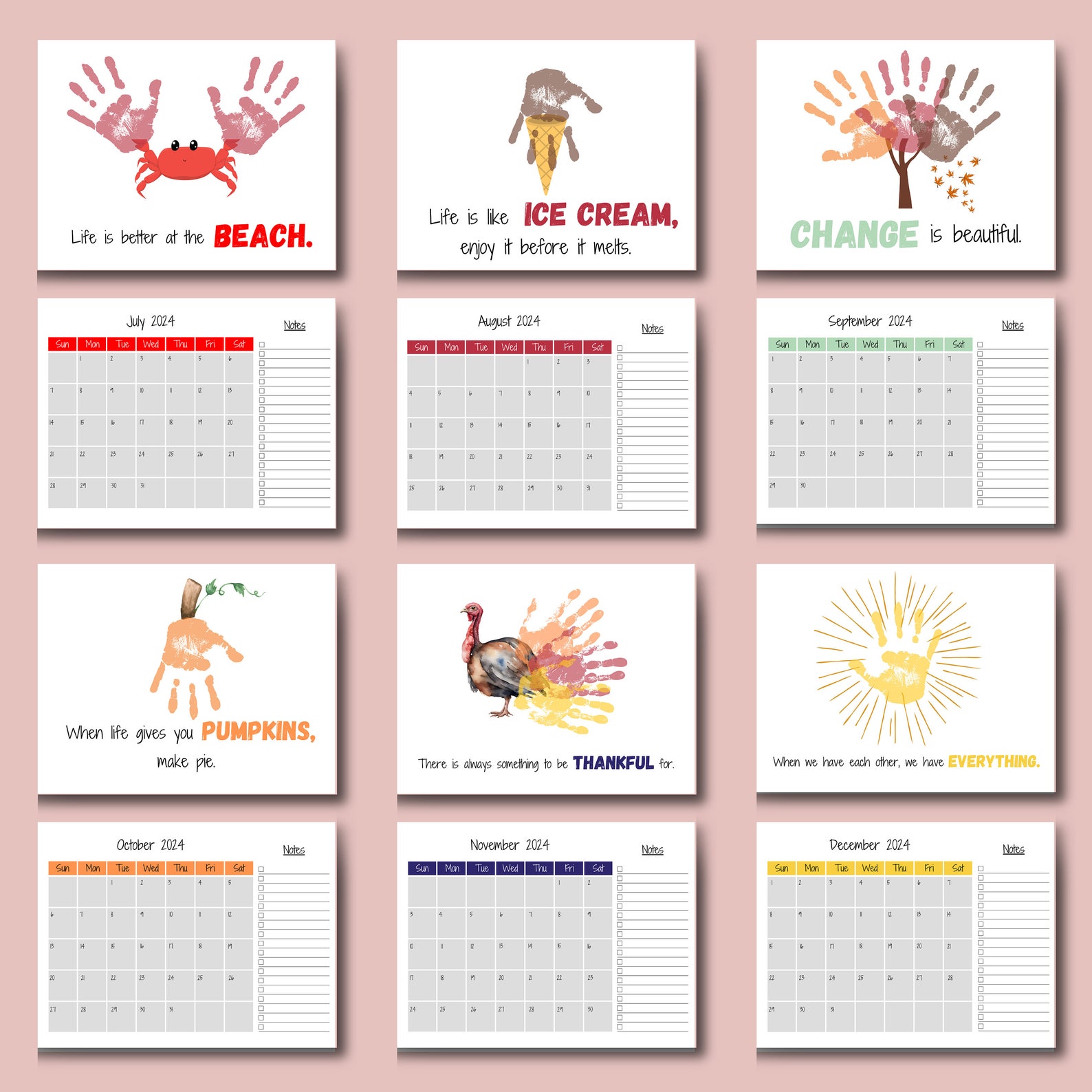 Handprint Art Calendar Handprint Craft Daycare Printable Template ...