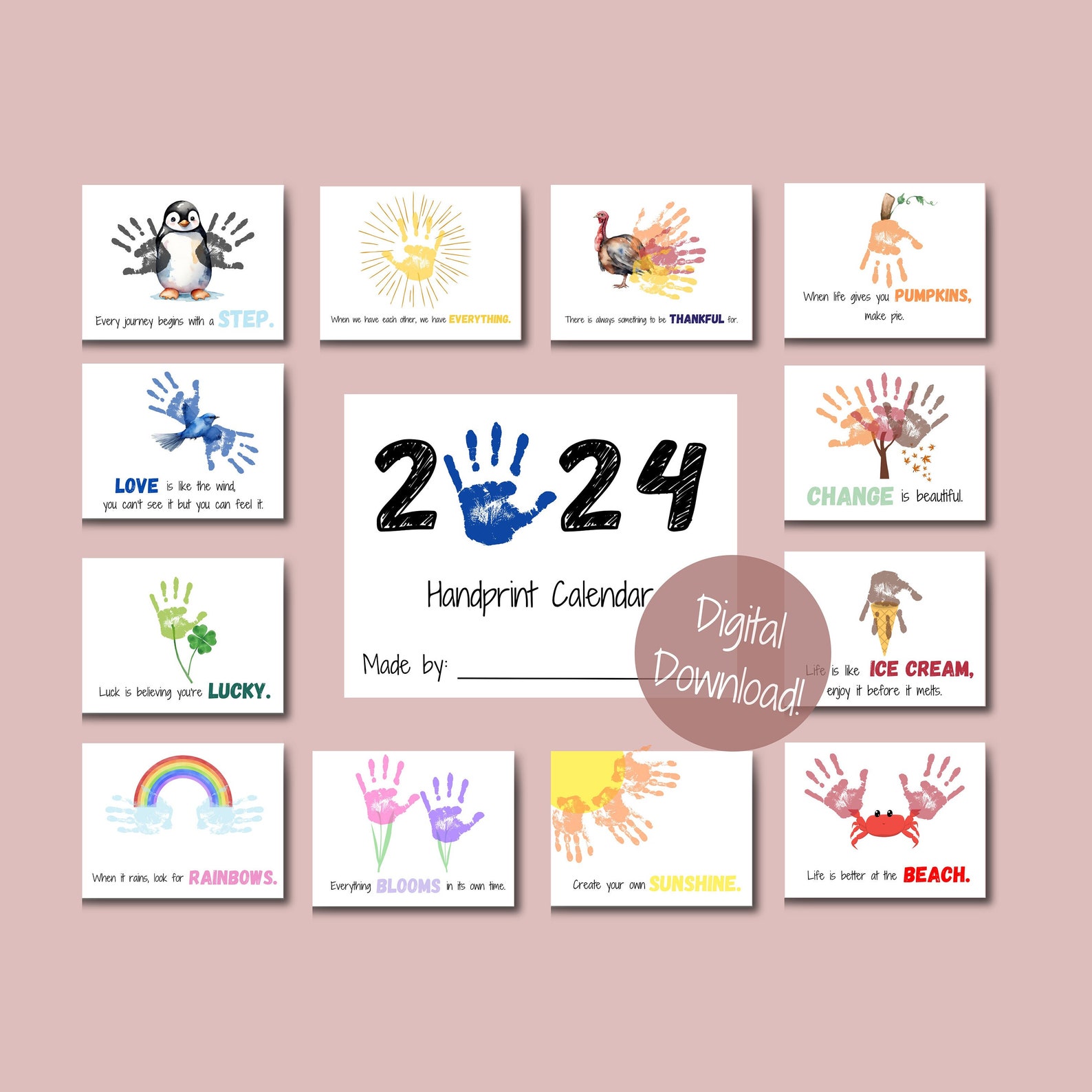 Handprint Art Calendar Handprint Craft Daycare Printable Template ...
