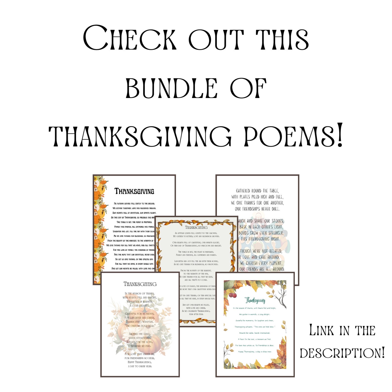 Thanksgiving Poem Thanksgiving Prayer Digital Print Thanksgiving Decor ...