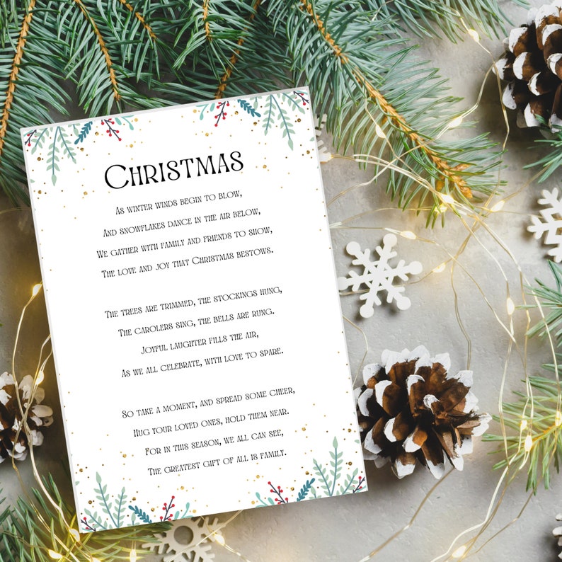 Christmas Poem Christmas Poem Card Christmas Prayer Christmas Wall Art ...