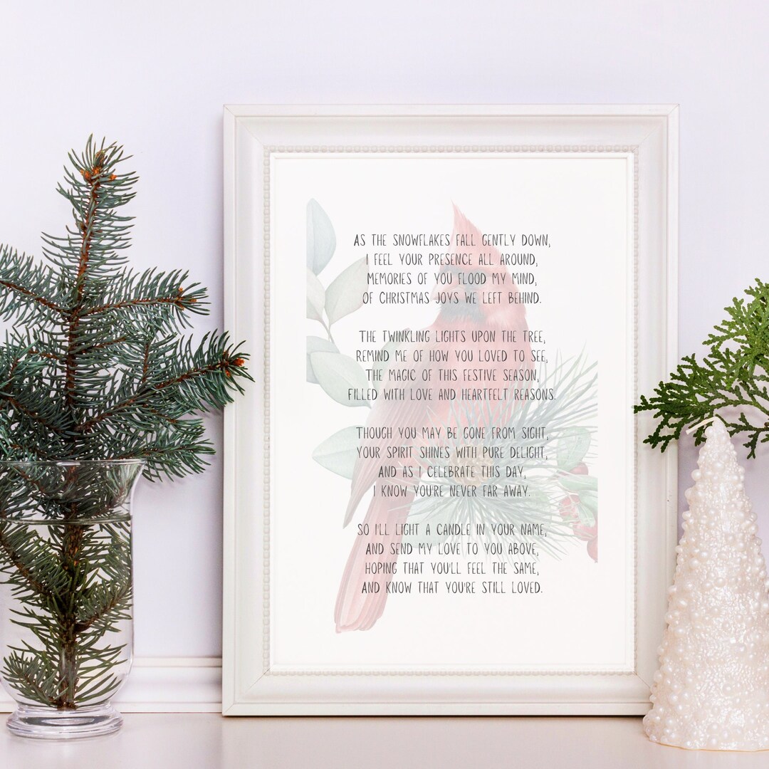 Cardinal Memory Poem Christmas Memorial Cardinal Silhouette Bird ...