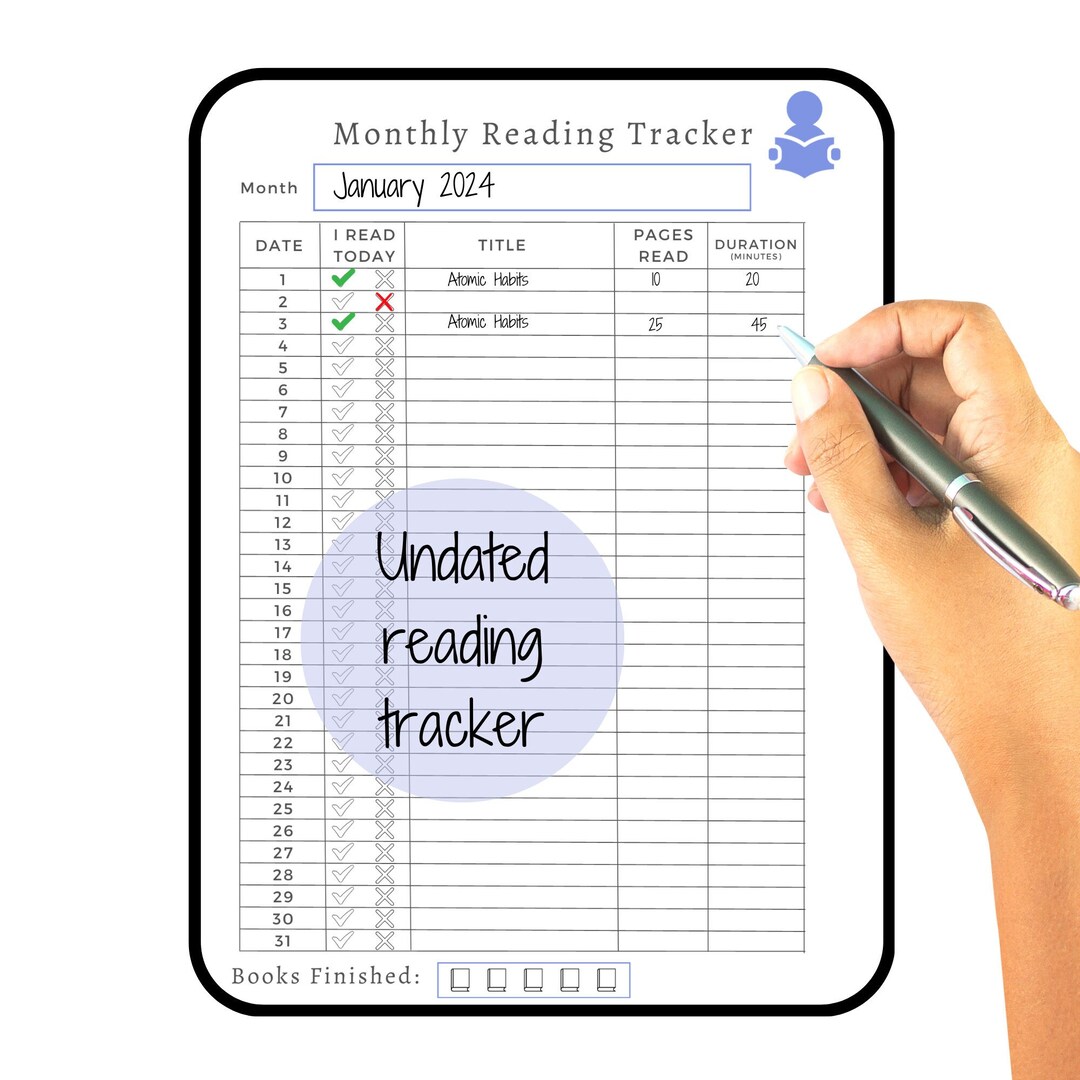 Reading Tracker Monthly Reading Log Habits Tracker Healthy Habits ...