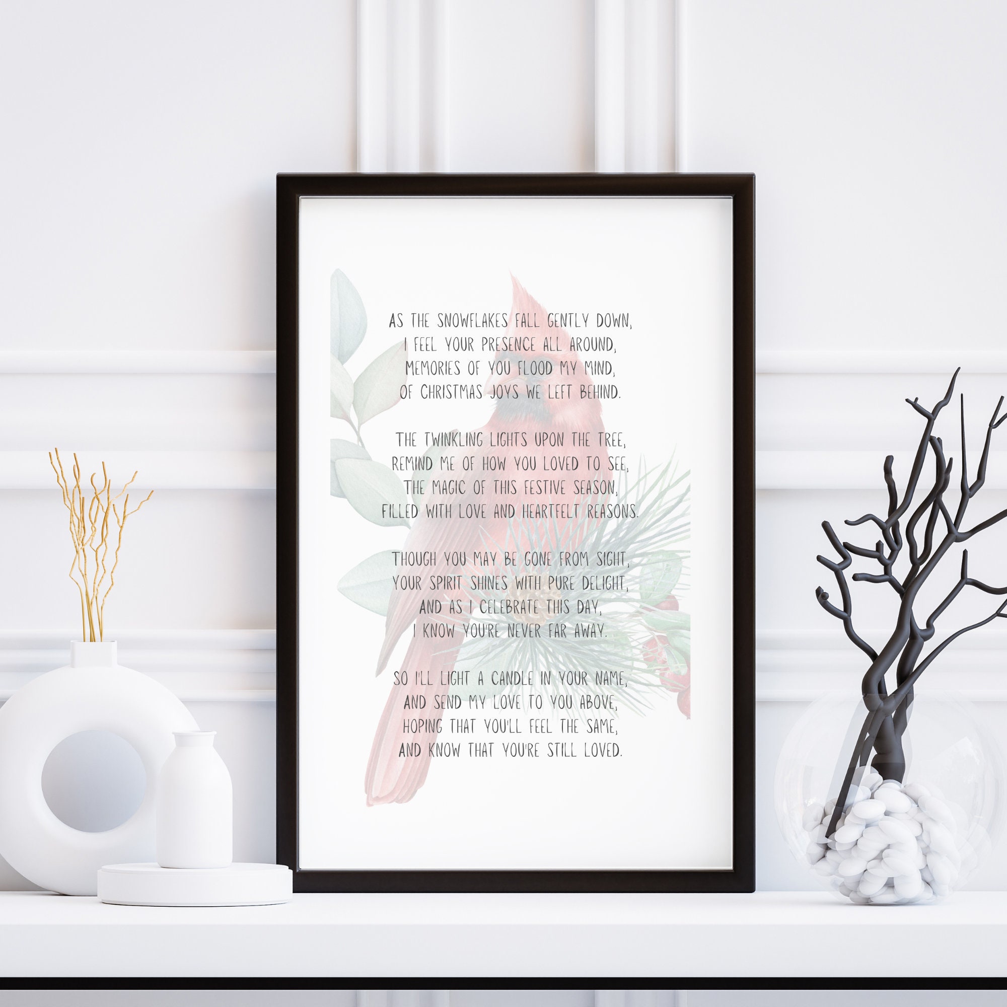 Cardinal Memory Poem Christmas Memorial Cardinal Silhouette Bird ...