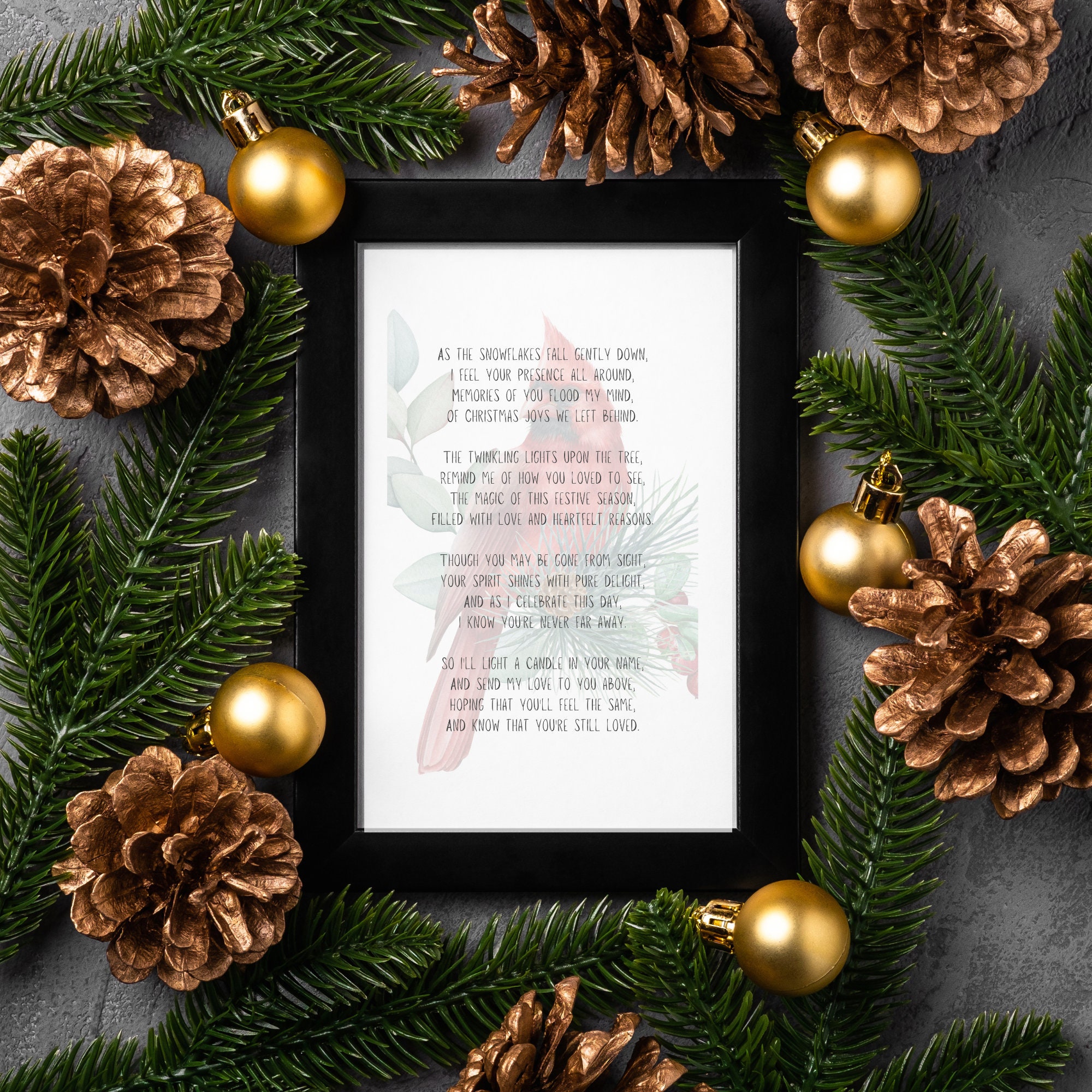 Cardinal Memory Poem Christmas Memorial Cardinal Silhouette Bird ...