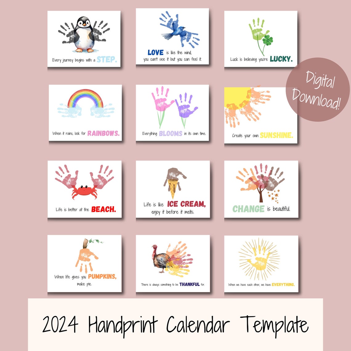 Handprint Art Calendar Handprint Craft Daycare Printable Template ...